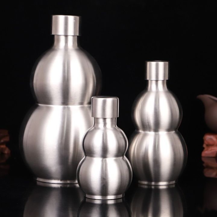 Outdoor Stainless Steel Gourd Water Bottle 250 500 1500ML Reusable Hip ...