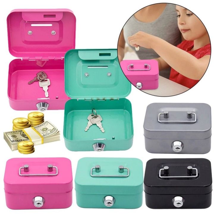 Creative Mini Lockable Cash Box with Key Metal Money Safe Case Sturdy ...