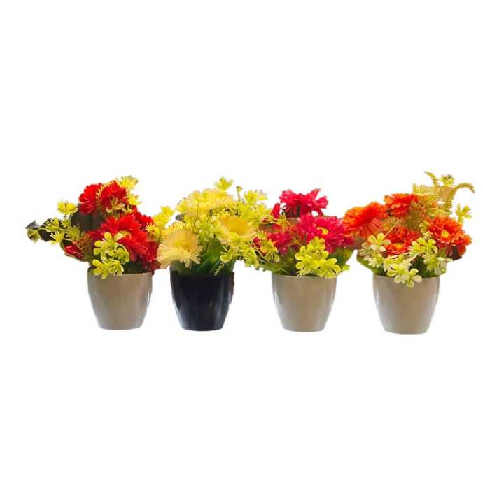 French Marigold Artificial Of Rubber Flower With Pot | Daraz.com.np