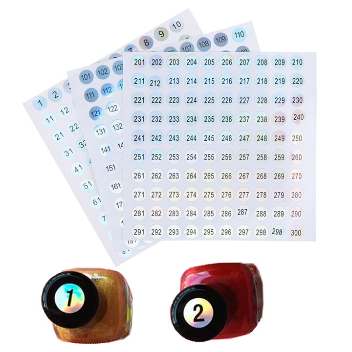 Waterproof Number 1-300 Laser Labels Stickers Nail Polish Lipstick ...