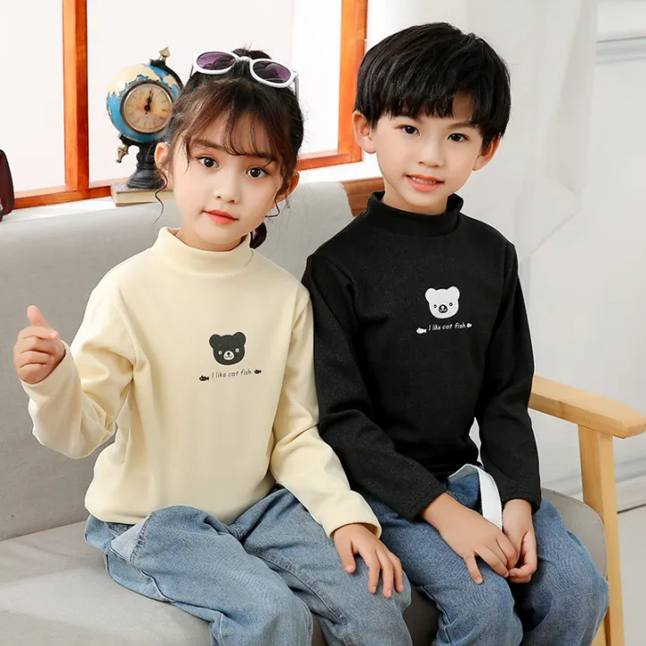 Autumn and winter children's half-neck base shirts, boys' and girls ...