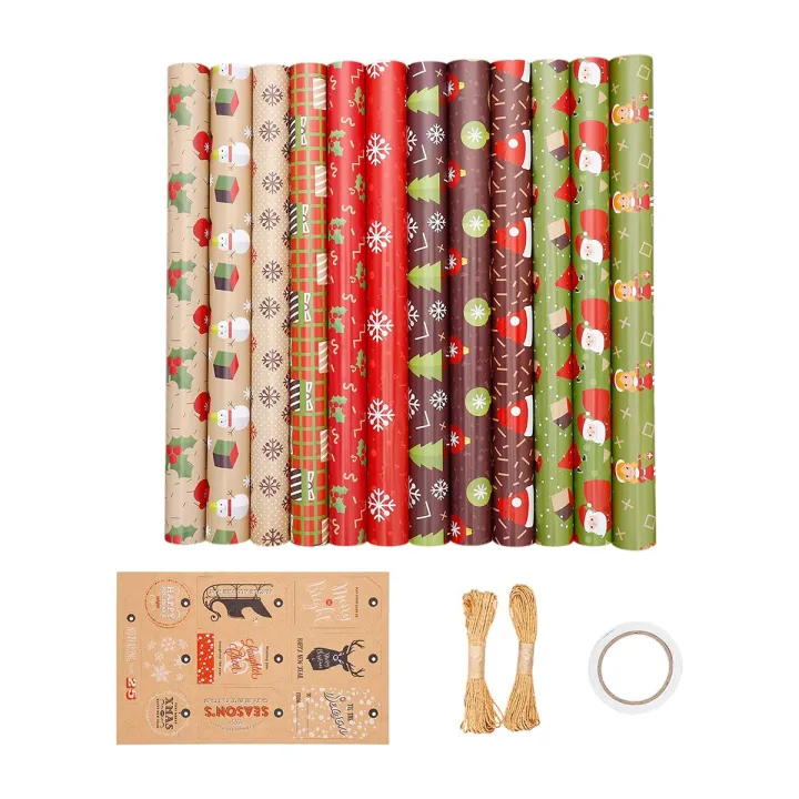 12 Pack Wrapping Paper Sheets,for Christmas Wrapping Paper Set | Daraz ...