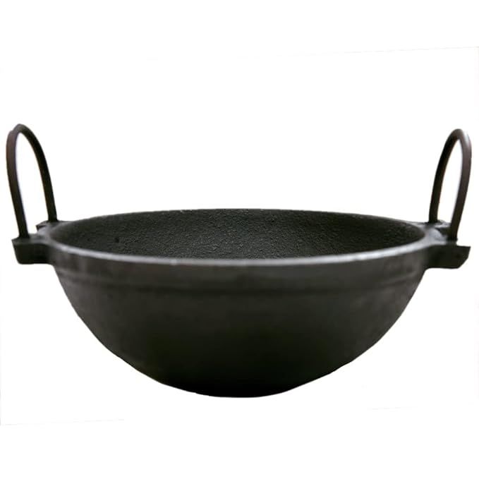 Kitchen Pure Handmade Cast Iron Kadai | Pre Seasoned Karai (7.5 Inches ...