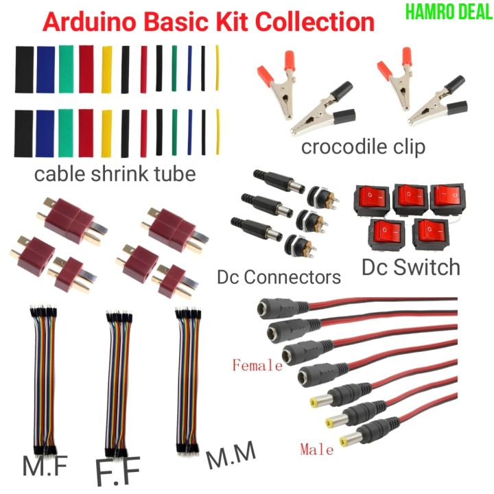 Arduino Basic Kit Set With Shrink Tubes Jumper Wire Connectors Switches