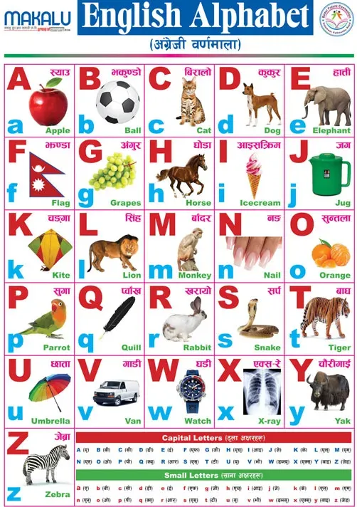 Alphabet Chart in Nepali and English ABC Chart Both Side Printed (18 In ...