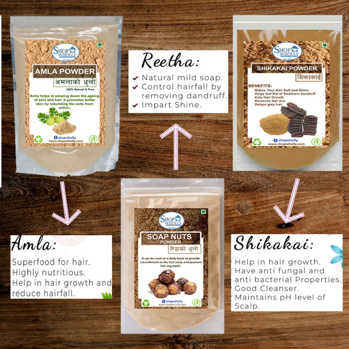 ShopWholly Herbal Combo Pack – Amla Powder, Reetha Powder & Shikakai ...