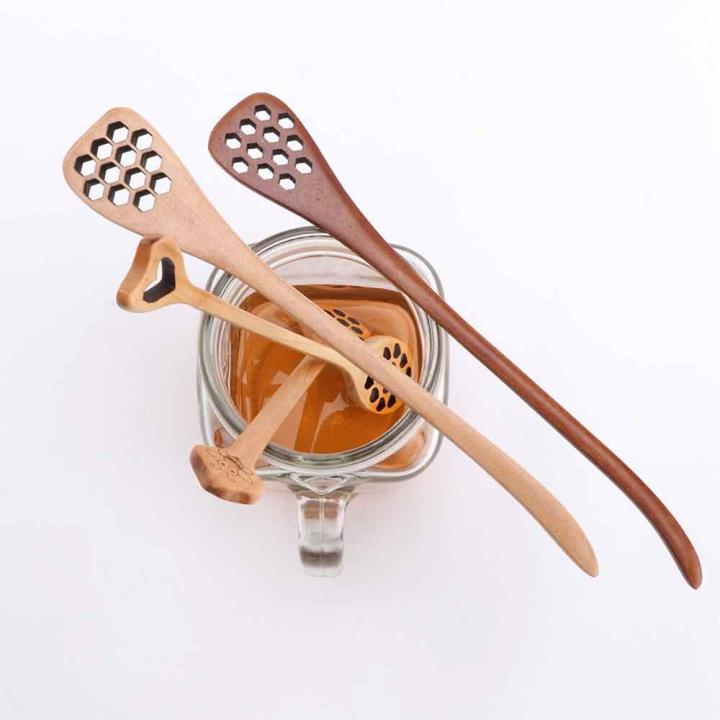 Comb Baking Long Handle Drizzler Wooden Handmade Honey Dipper Stirrer ...