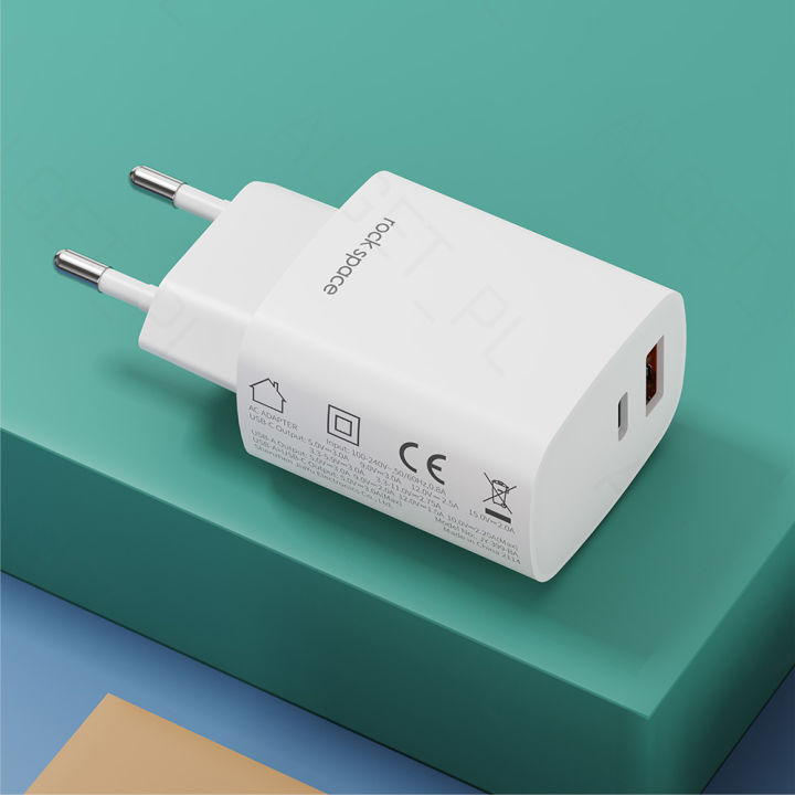 Rock space T51 Dual A+C 30W PD Travel Charger 25W/ 20W | Daraz.com.np