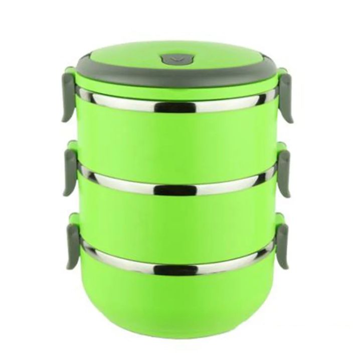 3 Step Green Insulated Bento Lunch Box | Daraz.com.np