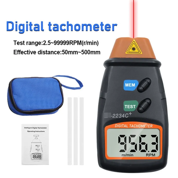 Handheld Digital Tachometer 2.5-99999RPM Non-contact Laser Rotation ...
