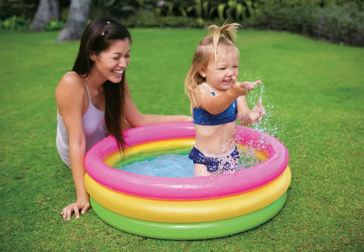 INTEX Rainbow (34X10 inch) Multicolour Swimming Water Pool For Kids ...