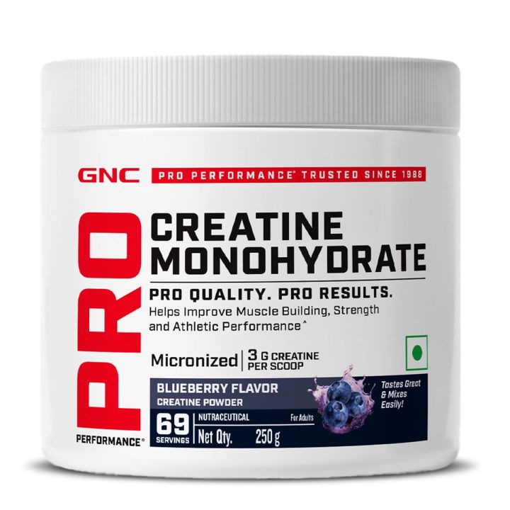 GNC Creatine Monohydrate 3000mg- 250g (69 Servings) Blueberry Flavor ...