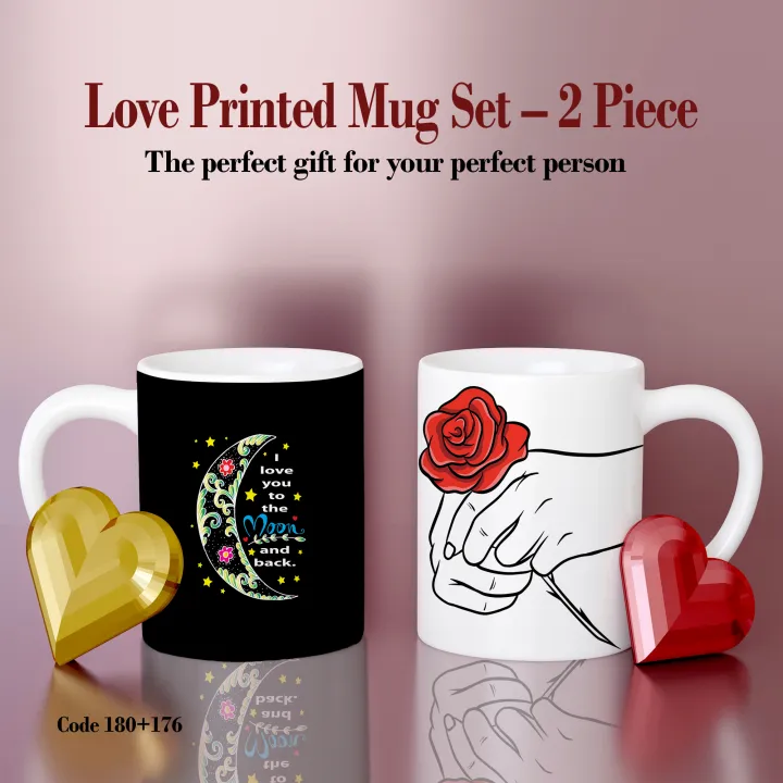 2-Piece Couple Printed Cup Set – Love Theme | Romantic Gift for Couples ...