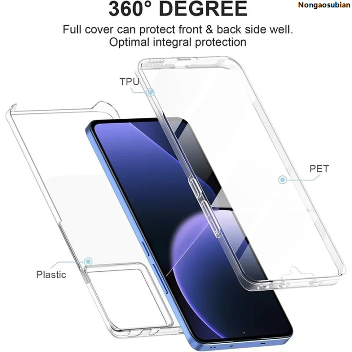 NongaosubianSpecial 3IN1 360° Screen Protector Transparent HD Case For ...