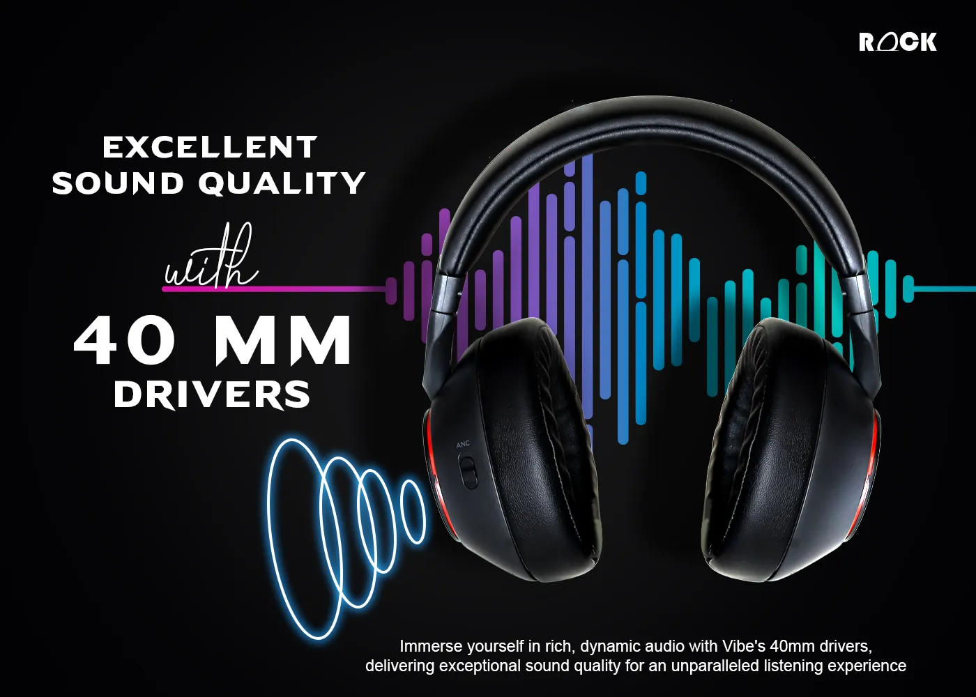 Rock Vibe Wireless Headphone With Mic Anc | Jeevee