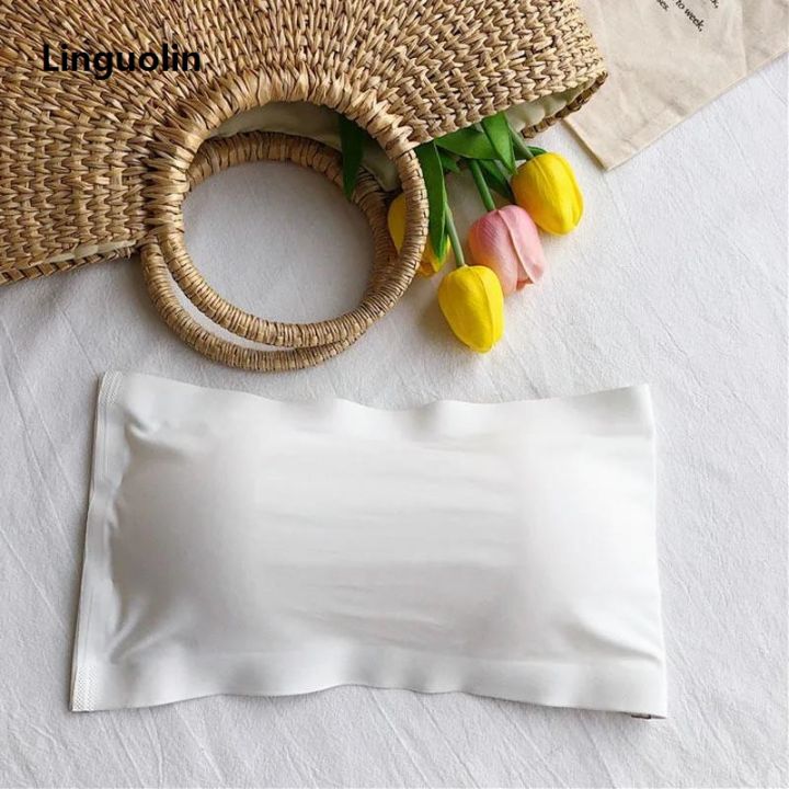Linguolin Seamless Tube Tops Women Removable Pads Intimates Basic Black ...