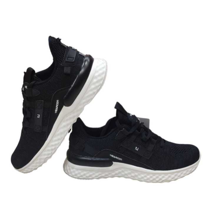 Yearcon Black Mesh Design Solid Laceup Running Shoes For Men (5207 ...
