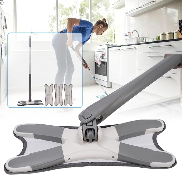 X-Type 360 Rotating Head Self Wringing Microfiber Floor Cleaning Wet ...