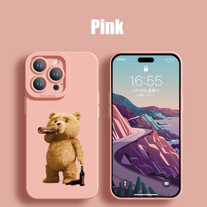 New Cartoon Teddy Bear Couple Phone Case For iPhone 15 Pro Max 11 12 ...