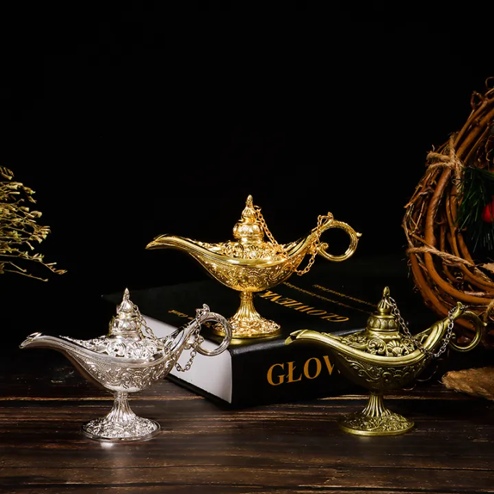 Hollow Fairy Tale Aladdin Lamp Wishing Tea Pot Retro Home Aromatherapy ...