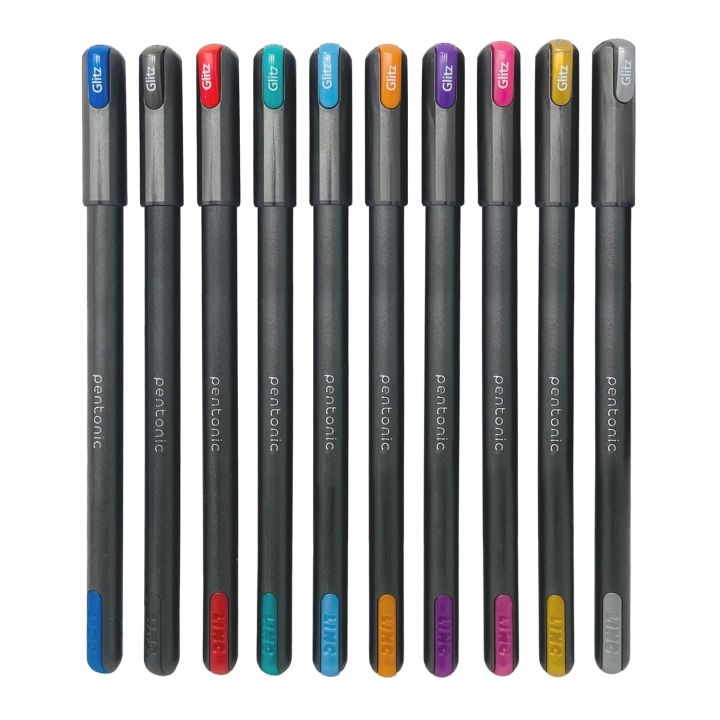 Pentonic Glitz Glitter Gel Pen | Set Of 10 Pieces | 1.0 mm Multicolor ...