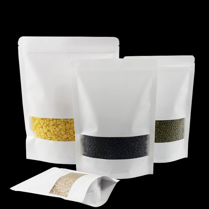 3.9''x5.9'' (10x15cm) White Kraft Paper W/ Clear Window Stand Up Pack ...