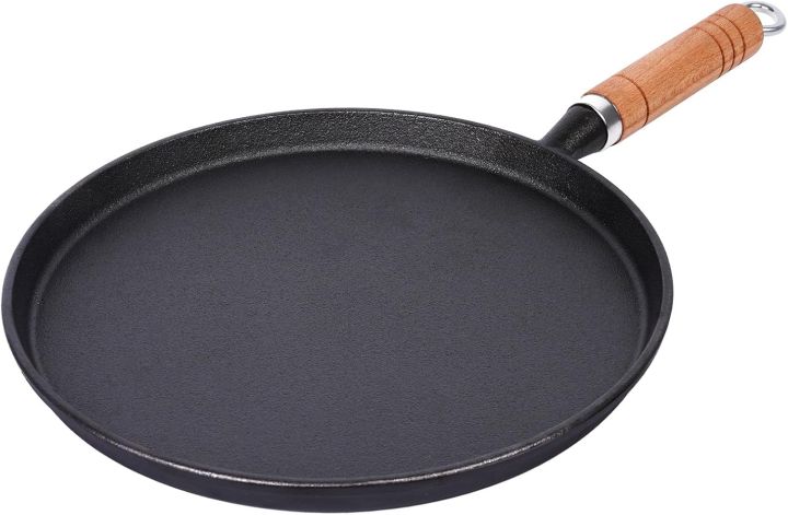 10 inch Heavy Cast Iron Crepe Pan, Cast Iron Tawa Dosa, Tortilla Pan ...