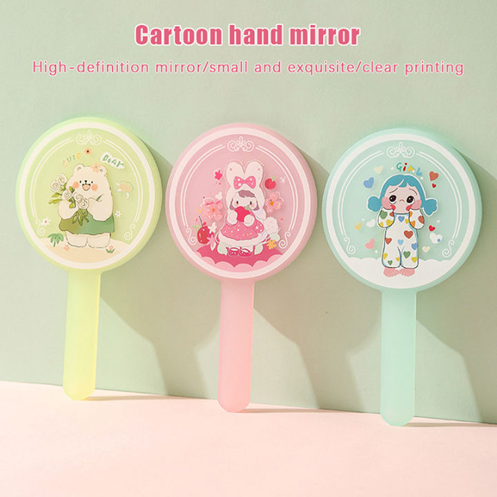 Cartoon Round Handheld Makeup And Makeup Mirror Beauty Mirror Portable ...