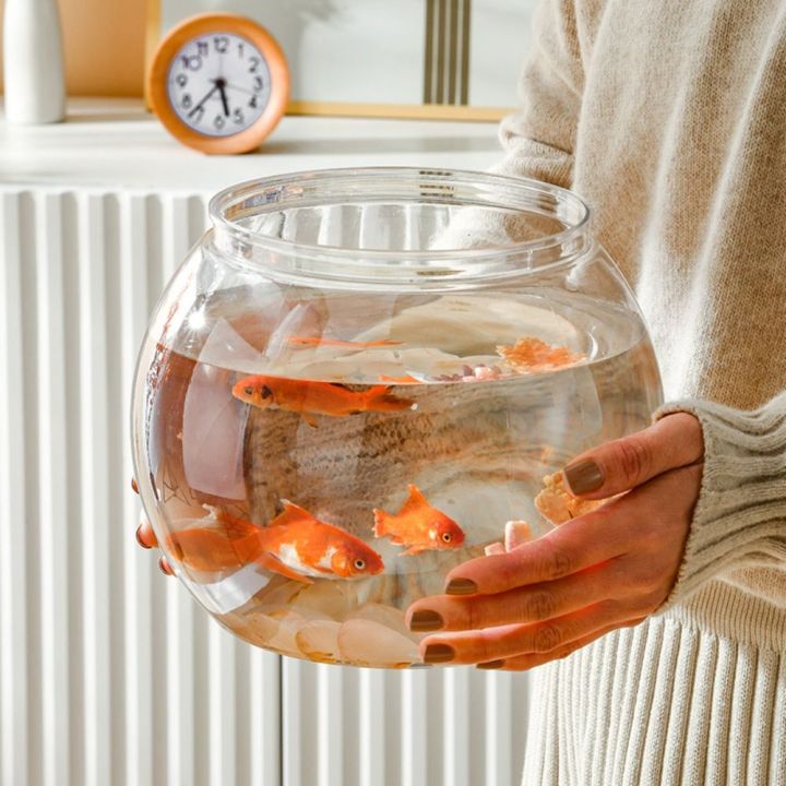 Home Decor Clear Transparent Round Fish Plastic Small Fish Bowl light ...