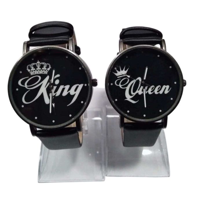 OLEEV Stylish King Queen Printed Best Couple Quartz Watches For Him/Her ...