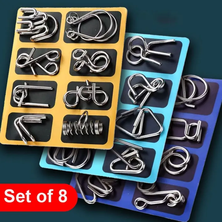 Set of 8pcs Vintage Metal Metal Wire Puzzle Brain Teaser IQ Test ...