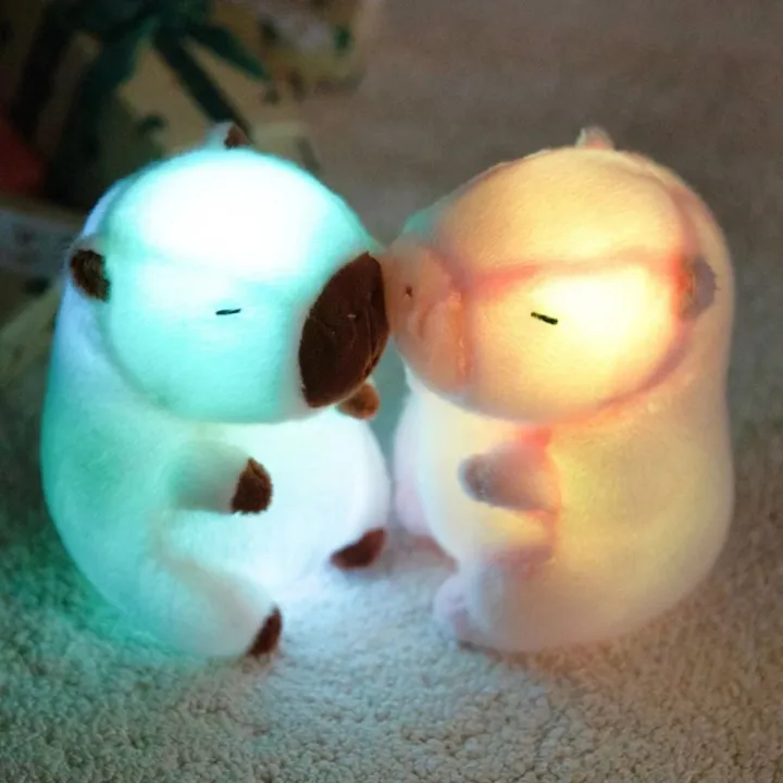 Kawaii Luminous Lighted Capybara Plush Toy Soft Light Comfortable To ...