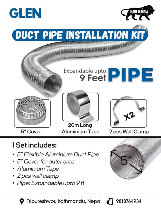 Glen Duct Pipe Installation Kit / Alluminium Flexible pipe / Chimney ...