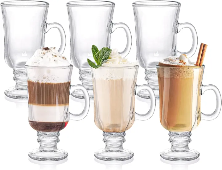 Irish Glass Coffee Mugs Latte Cups Set Of 6 Pieces Cappuccino And Hot Chocolate Mugs With Handle Clear Glass Mugs For Hot Beverages Daraz .np