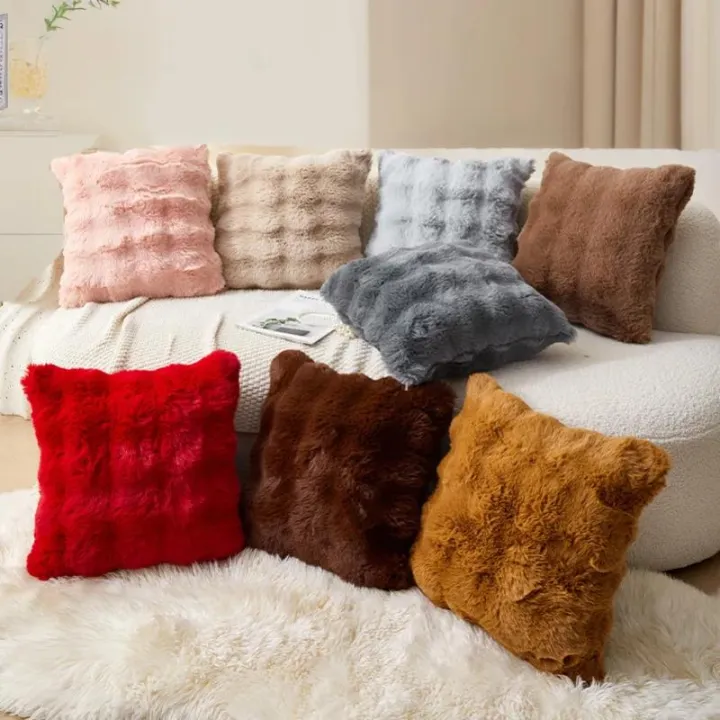 Winter bubble velvet plush cushion cover Solid velvet embroidered ...