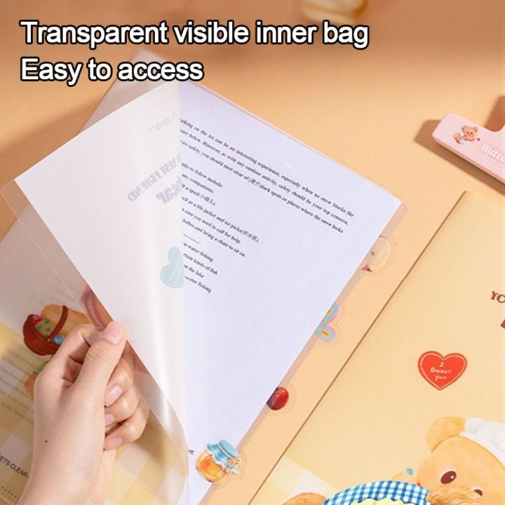 Cute Butter Bear A4 File Folder L-shaped Waterproof Test Paper Storage ...