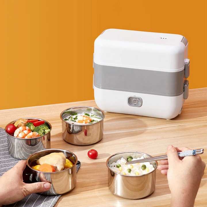Cooking Lunchbox 4 Liners Stainless Steel Electric Lunch Box 4 In 2 ...
