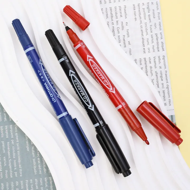 Bizzy Permanent Double Head Marking Pen Waterproof Ink Fine Spot Black ...