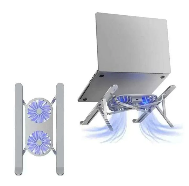 Aluminum Laptop Stand with Dual Cooling Fans, RGB Lighting, Adjustable ...