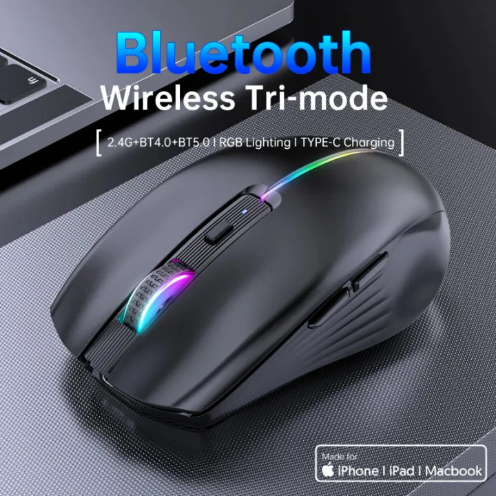 Type-c Rechargeable Wireless Mice Bluetooth Mice RGB USB Ergonomic ...