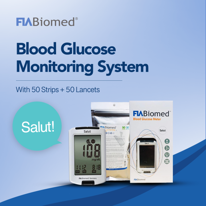 FIABIOMED Blood Glucose Monitoring System with Glucometer Machine, 50 ...