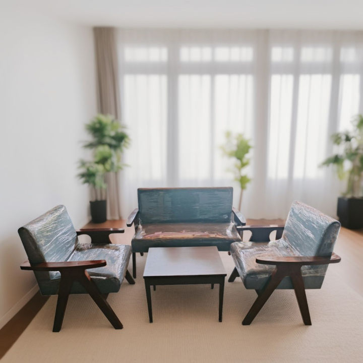 Natural Sesau wooden sofa set four seating | Daraz.com.np