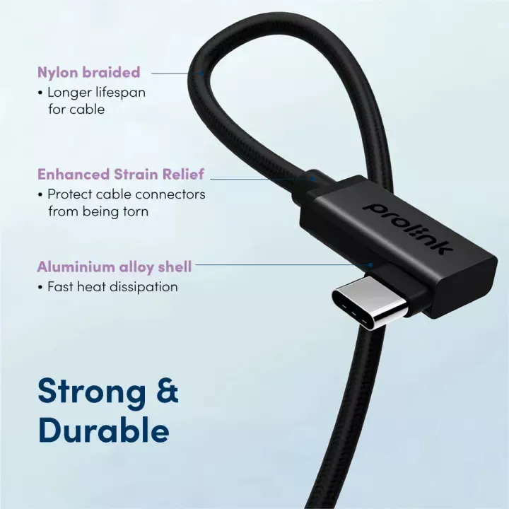 Prolink 100W USB C-C PD Cable USB3.2 Gen 2 Nylon Braided 2m (Data ...