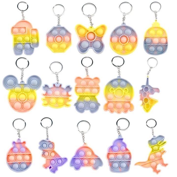 Mini Push Bubble Sensory Fidget Toys Keychain Simple Dimple Squishy ...