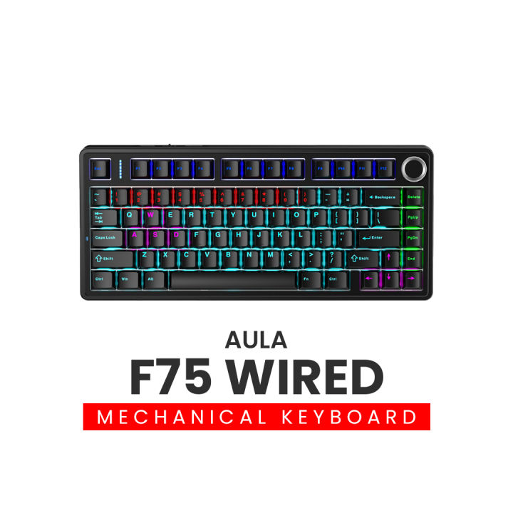 AULA F75 Wired 75% Hot Swappable Wired Mechanical Keyboard - Red Linear ...