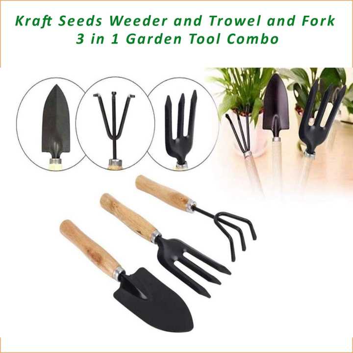 3 in 1 Garden Tool Combo Kraft Seeds Weeder and Trowel and Fork | Daraz ...
