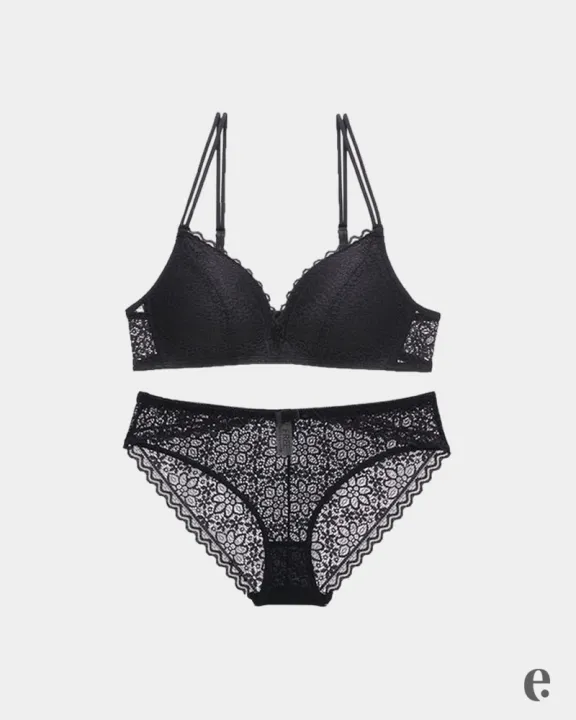 Lace Floral Wireless Comfortable Bra Set | Daraz.com.np