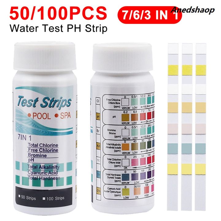 Anedshaop 100Pcs Aquarium Test Strips Water Quality Test Strip 7in1 ...