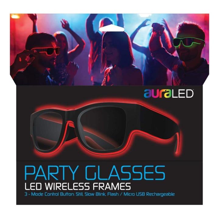 Pistto Party Glasses LED Wireless Frames - Neon Red Light UP Party ...