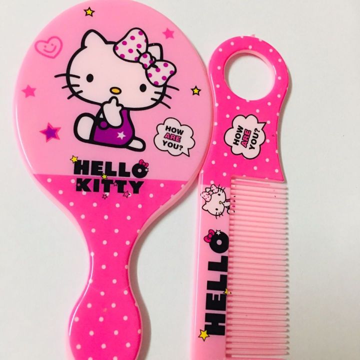Small Size Hello Kitty Comb And Mirror For Kids Learning Self Combing ...